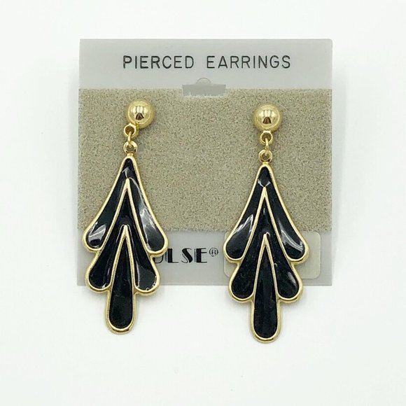Vintage | Jewelry | Vintage Impulse Black Enamel With Gold Tone Stud E ...